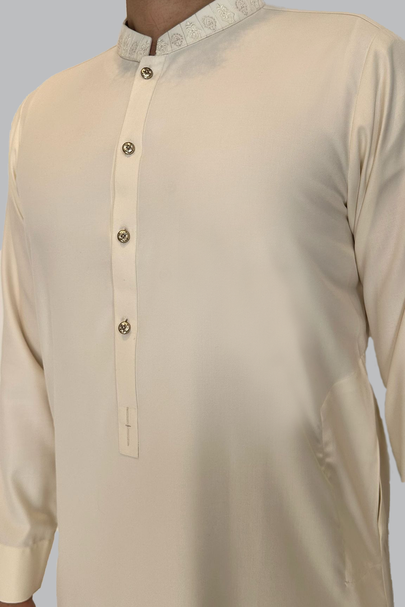 Burooj Cream Embroidered Premium Jubbah / Thobe– Burooj Online